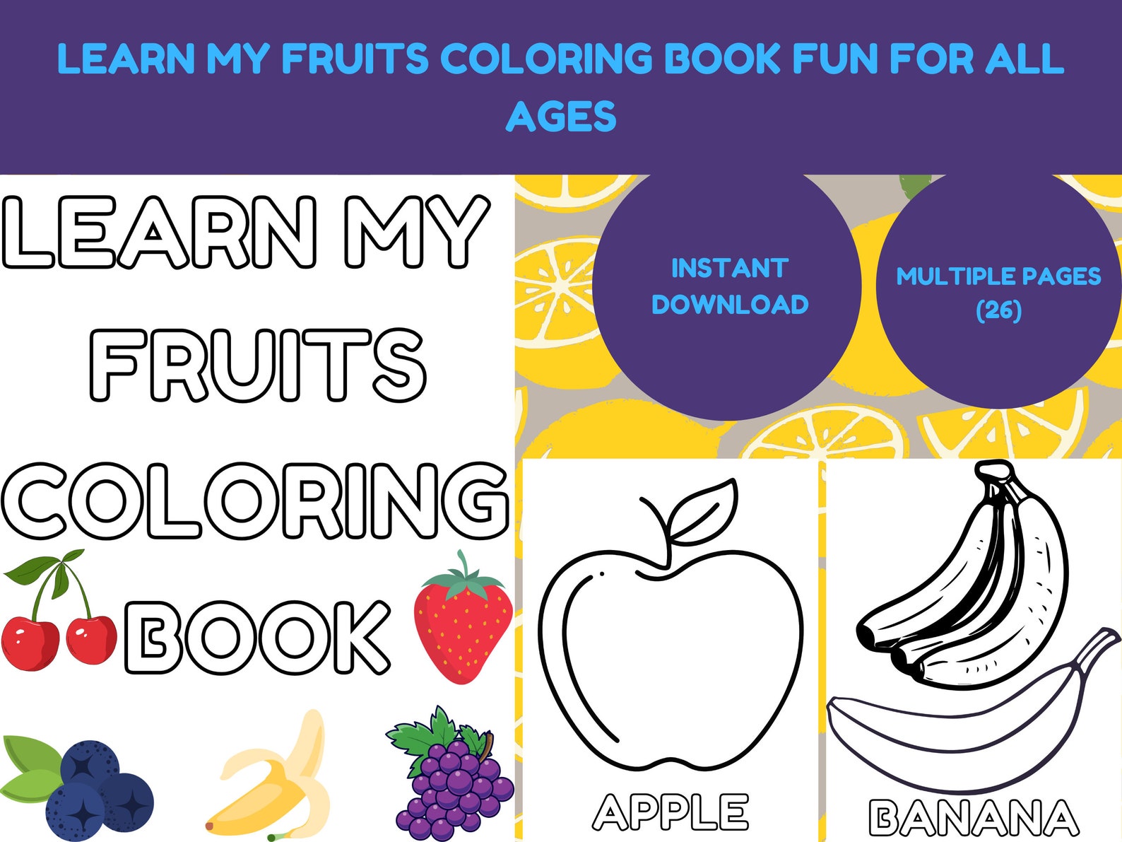Educational Fruit Coloring Book | Fruit Coloring Book | Learn My Fruit ...