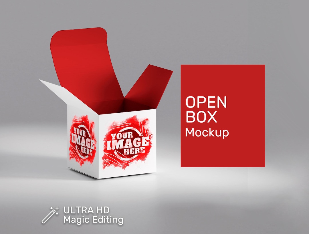 Cube Box Mockup Square Box Custom Color Box Open Mockup Easy Edit ...