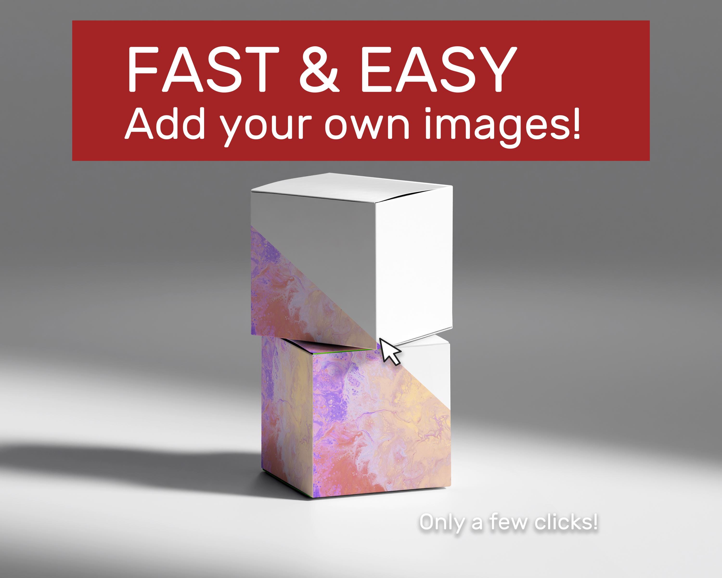 Cube Packaging Box Tower Mockup Template | Square Dice Paper Boxes ...