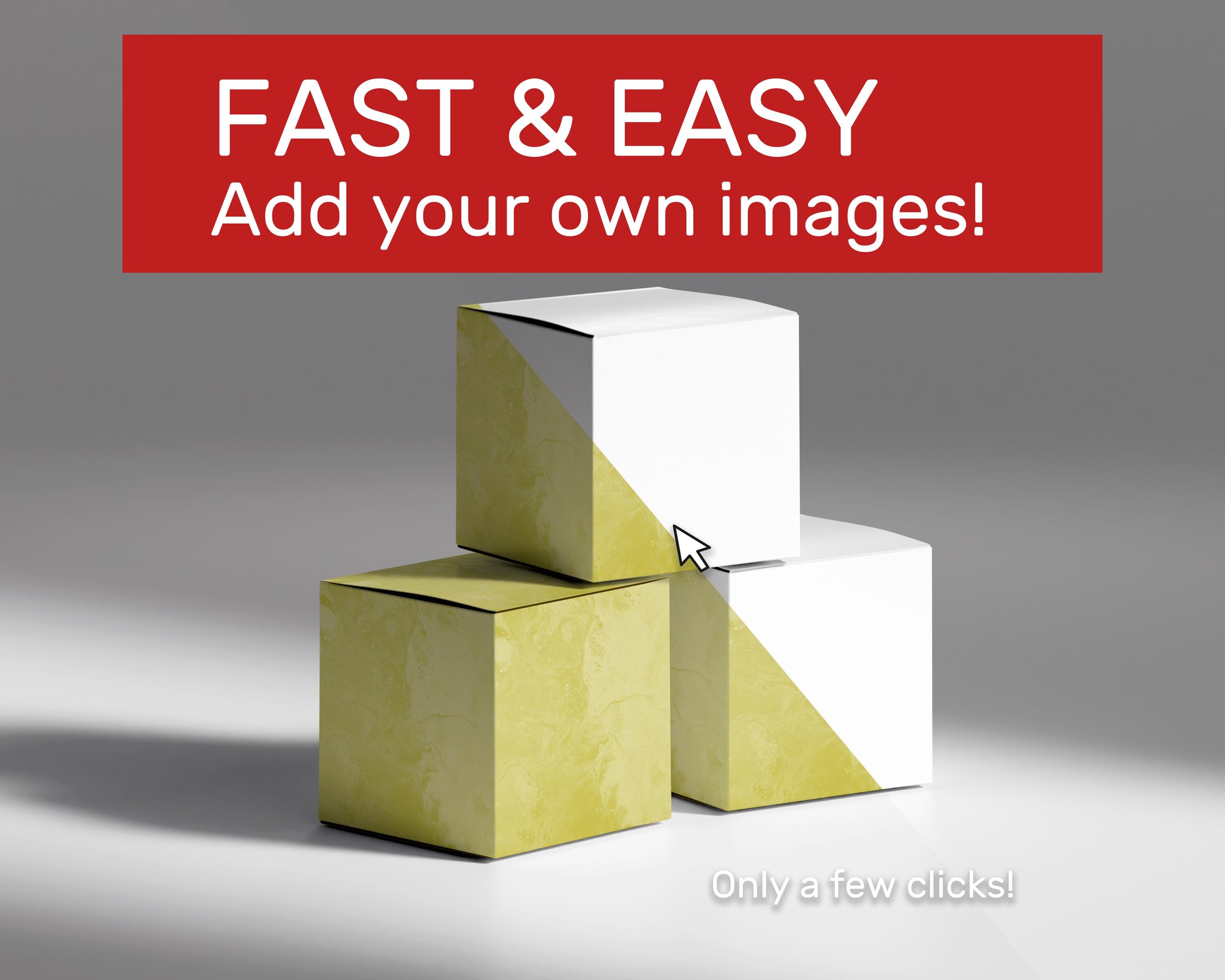 Cube Packaging Box Trio Mockup Template | Square Dice Paper Boxes | Add ...