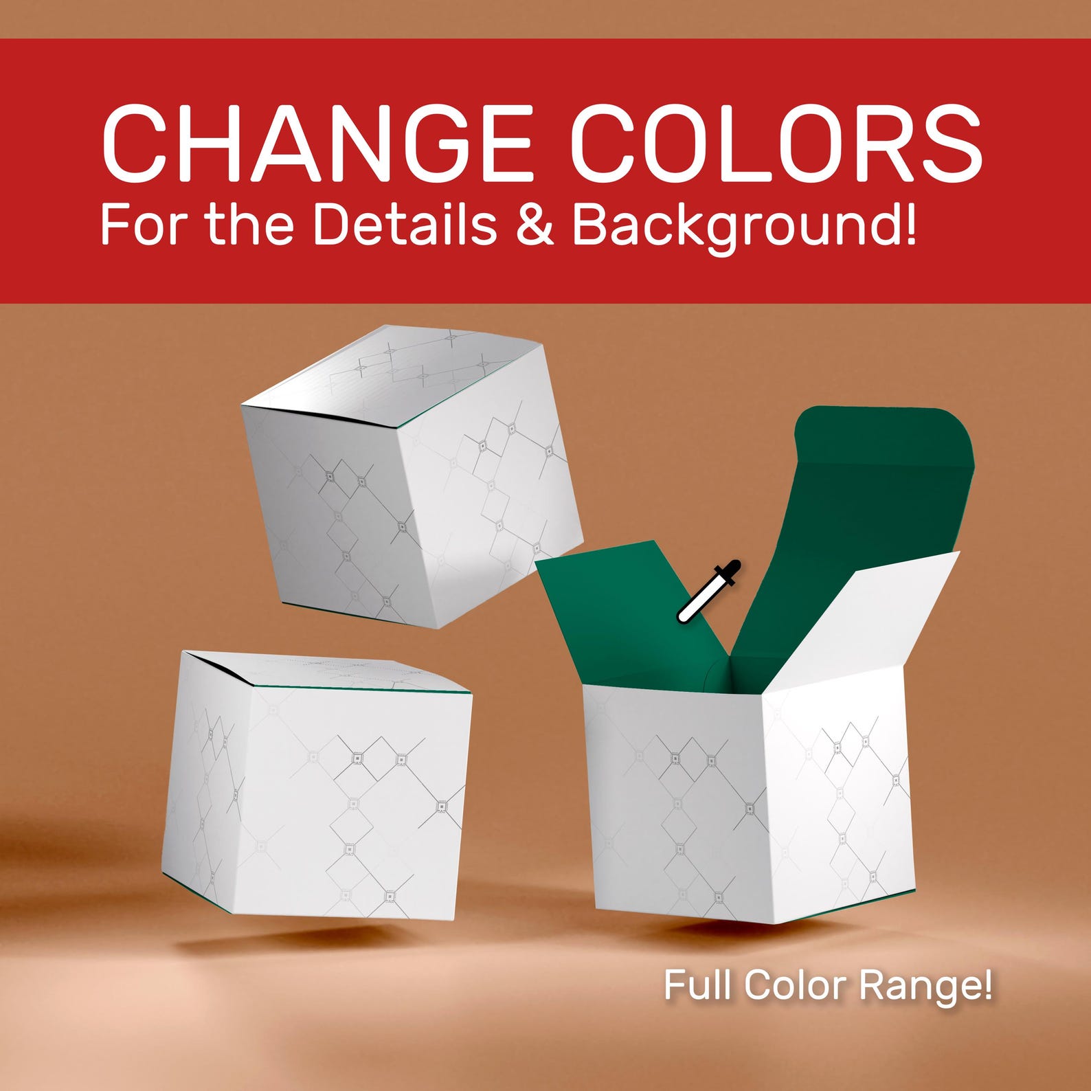 Cube Packaging Box Trio Mockup Template | Floating Square Paper Boxes ...