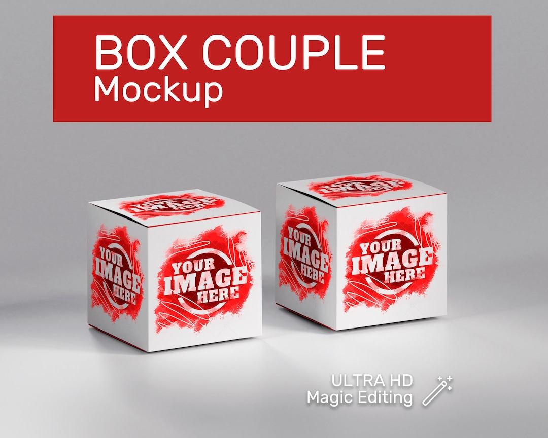 Closed Cube Packaging Box Couple Mockup Template | Square Dice Paper ...