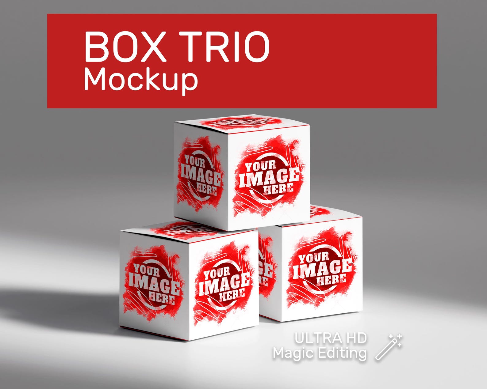Cube Packaging Box Trio Mockup Template | Square Dice Paper Boxes | Add ...