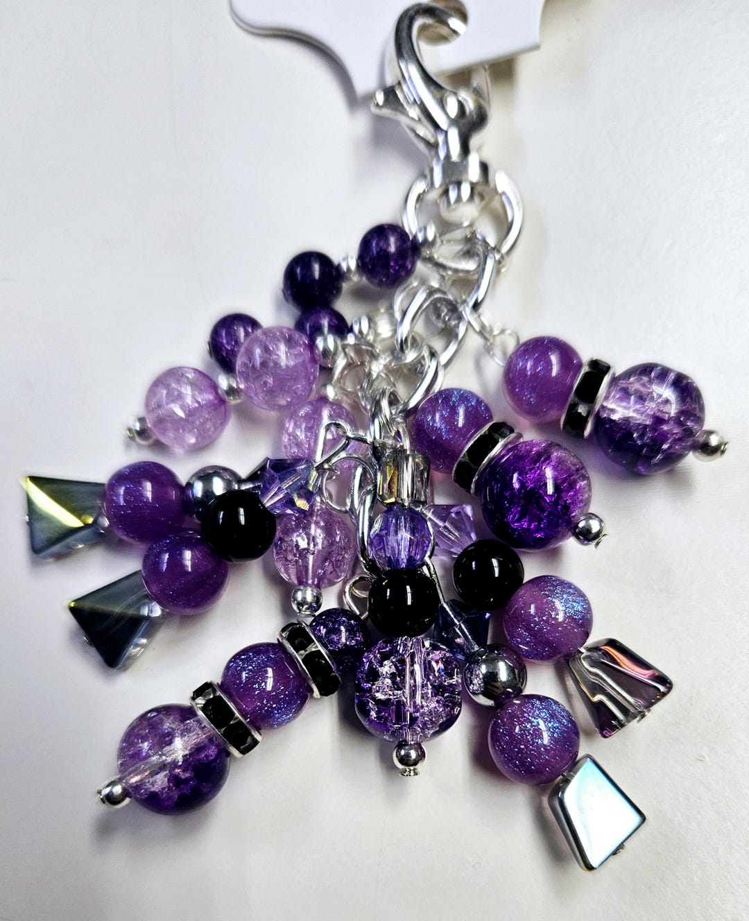 Beaded Purse Dangle, Purple Backpack Charm, Bag Pendant, Handbag ...