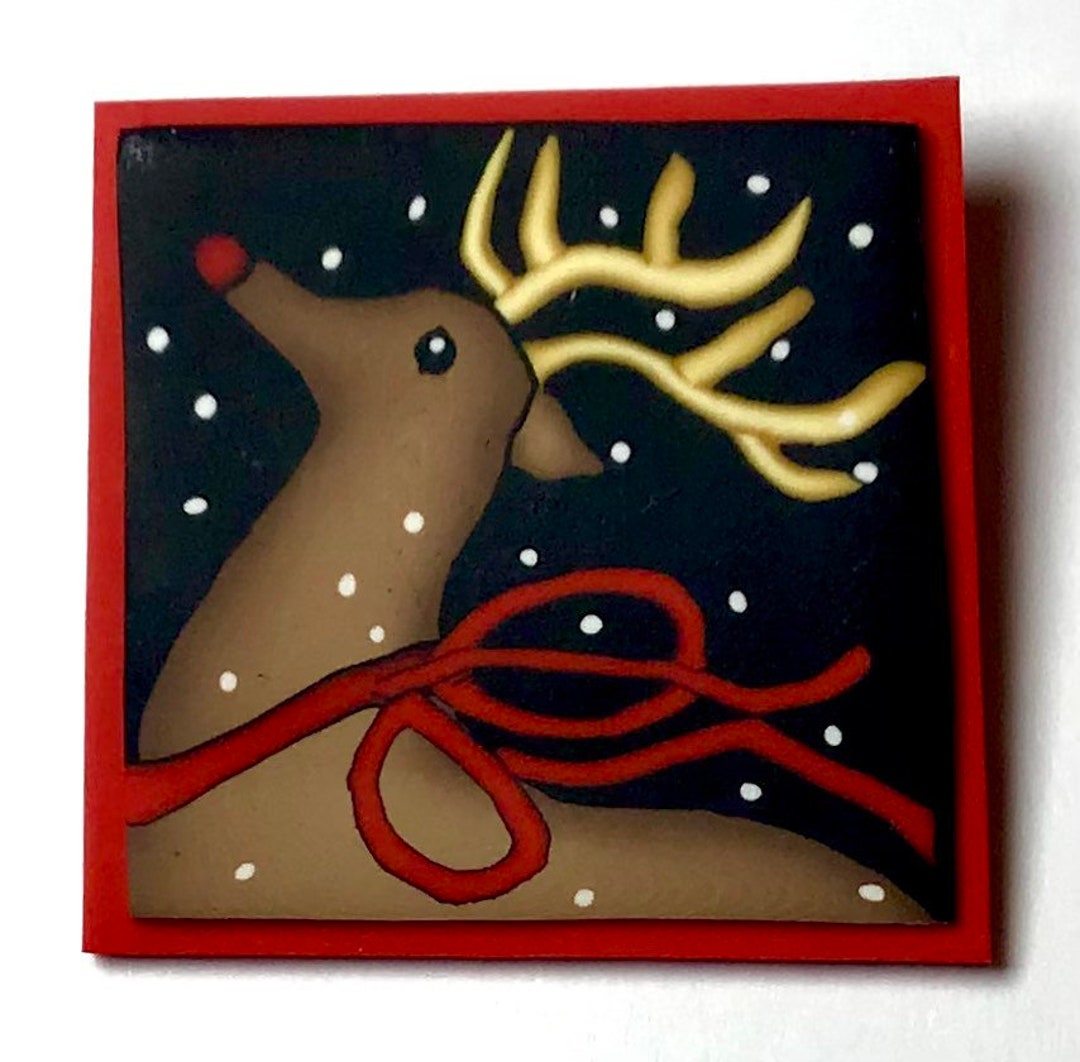 Rudolph Pin Polymer Clay - Etsy