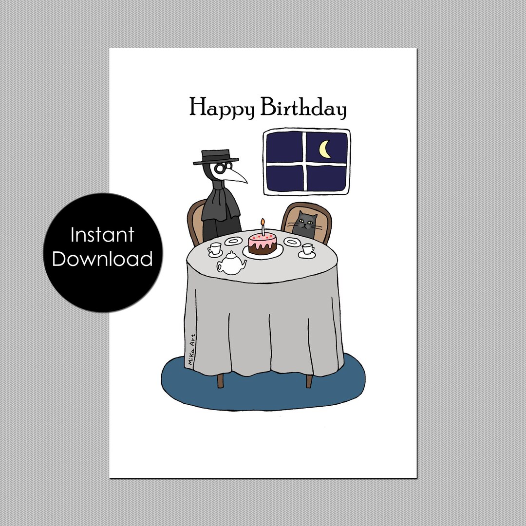 Printable Birthday Card, Funny Birthday Card, Instant Download, Plague ...