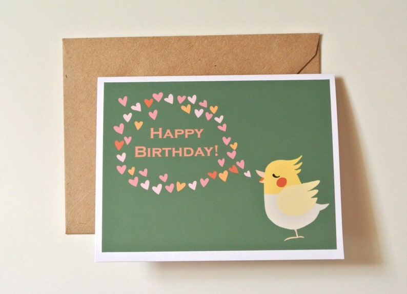 Cute Cockatiel Happy Birthday Card Bird Lover Gift Colorful - Etsy