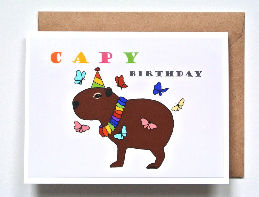 Capybara Happy Birthday Card, Capybara Lover Gift, Cute Animal Pun ...