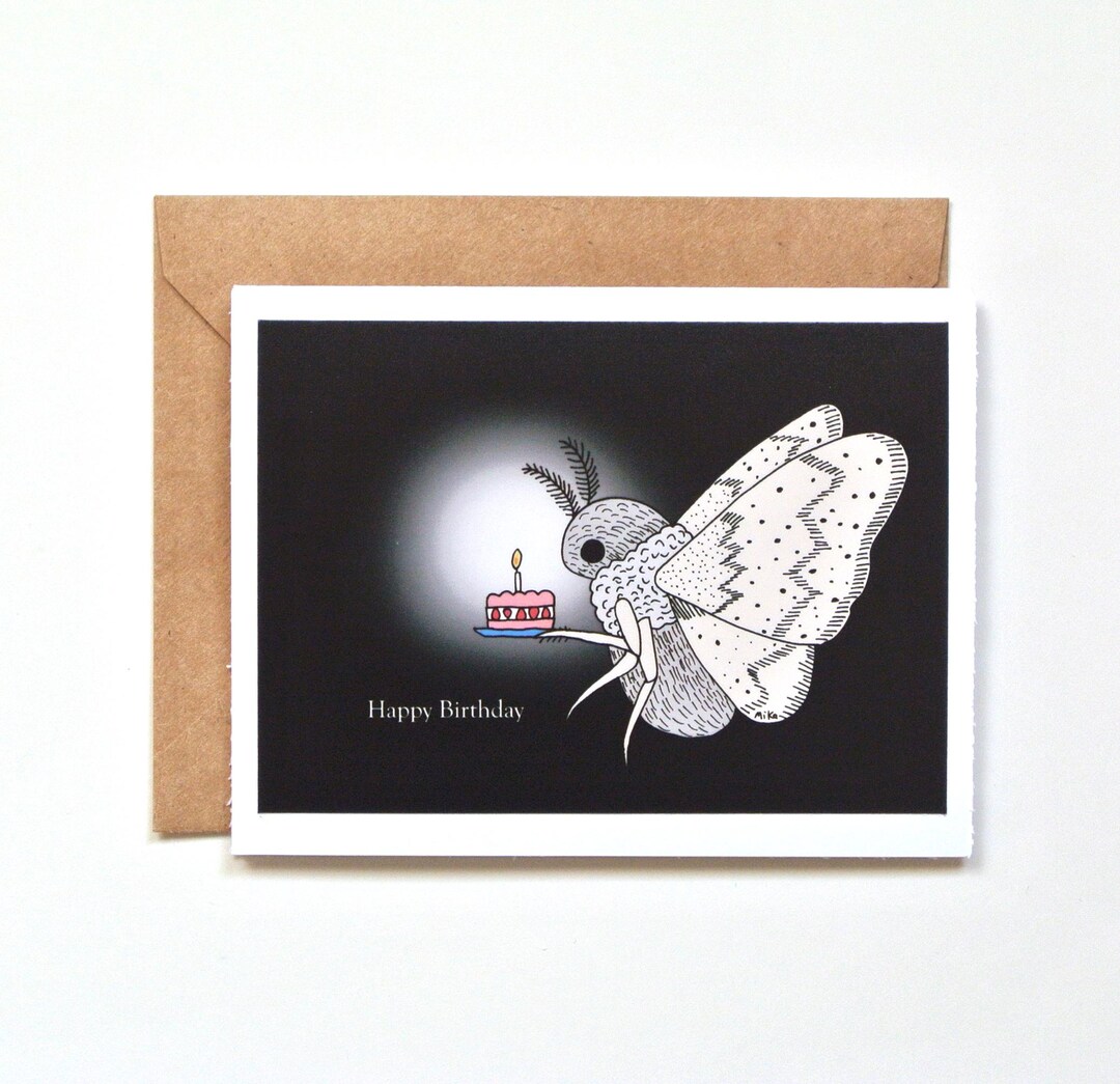 Moth Birthday Card, Halloween Birthday Card, Goth Birthday Gift, Cute ...