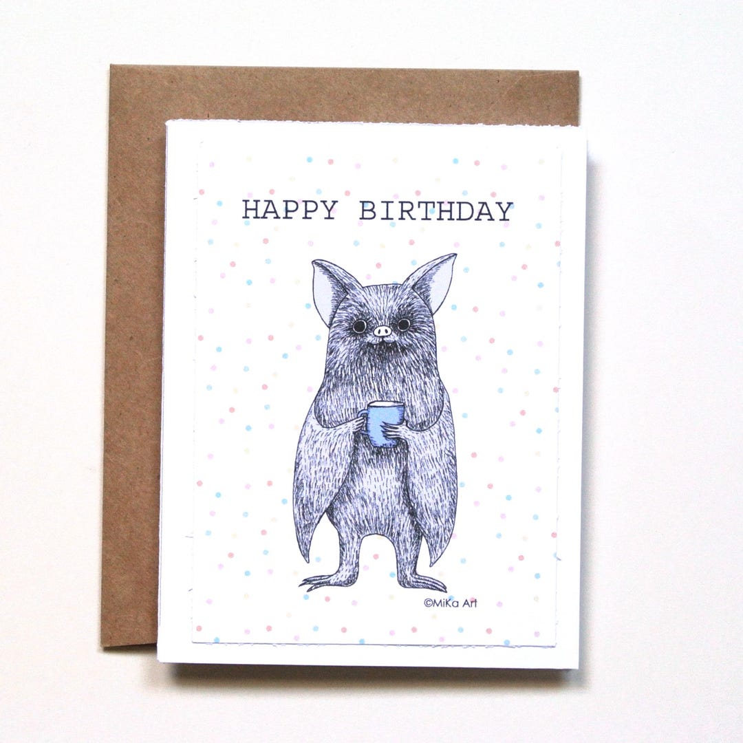 Bat Birthday Card, Creepy Cute Bat Gift, Vampire Lover Birthday Card ...