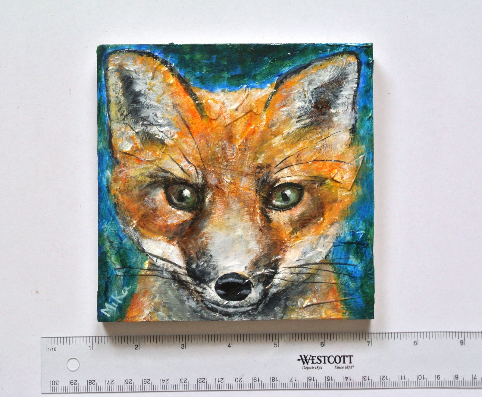 Original Folk Art Fox Painting on Wood Cottagecore Home | Etsy