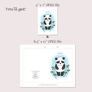 Sorry Card, Sad Panda Print, Printable Apology Card, Cute Panda Bear, I ...