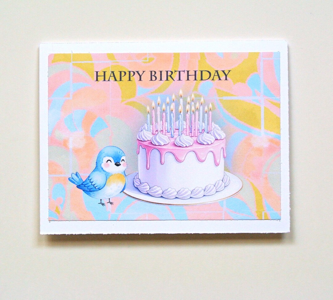 Bluebird Birthday Card: Personalized Handwritten Mail Service - Etsy