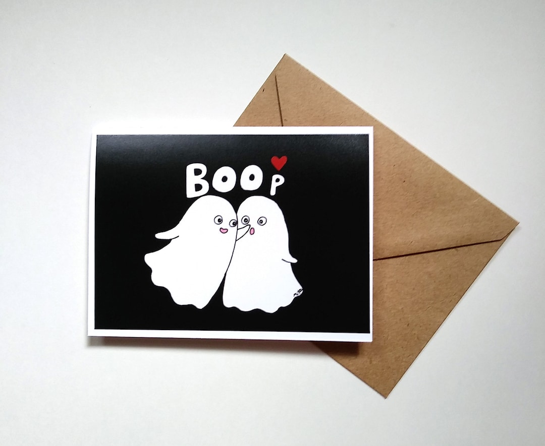 Funny Ghost Love Card, Cute Ghosts Boop, Friendship Halloween Gift ...