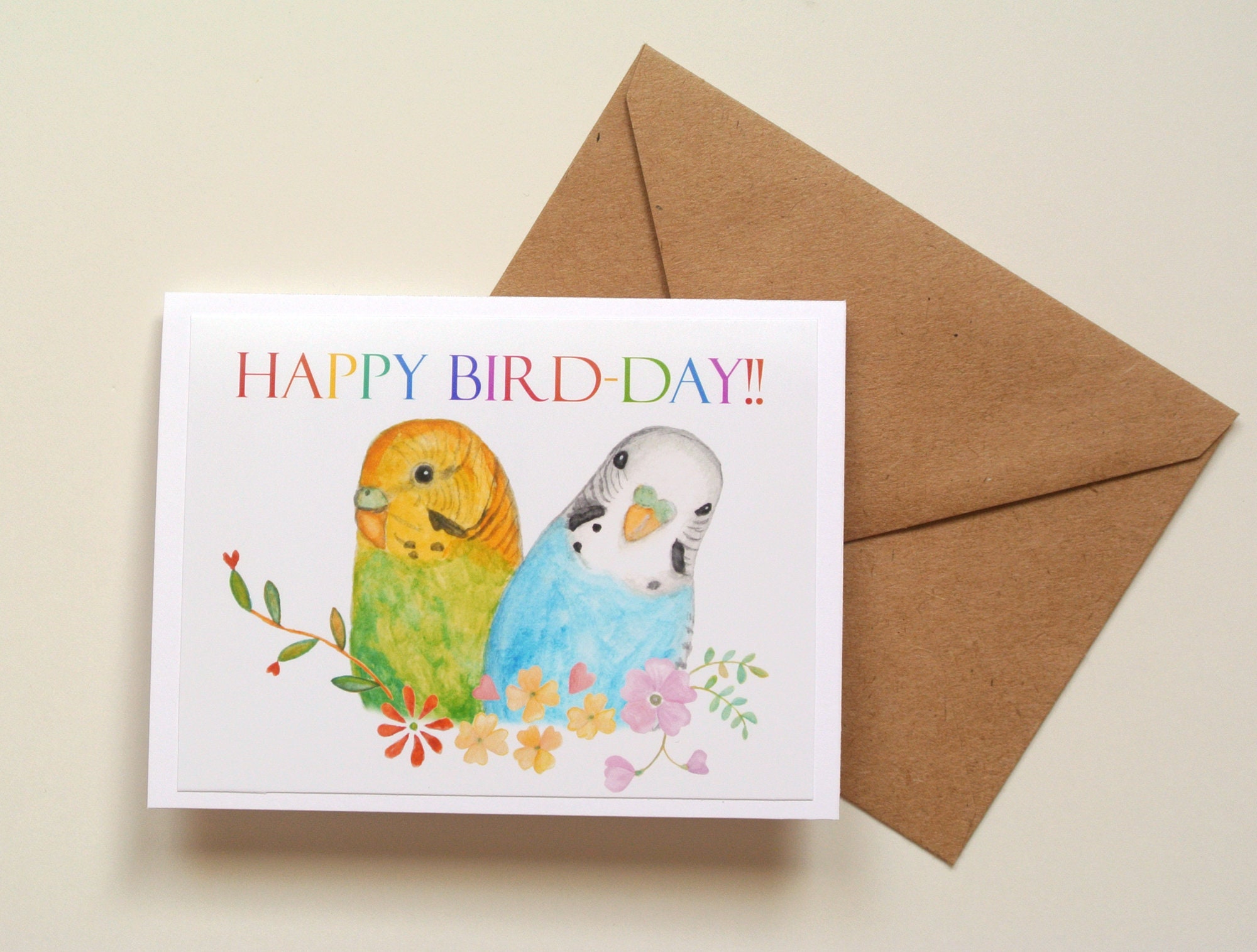 Budgie Birthday Card Happy Bird Day Card Rainbow Birthday - Etsy UK