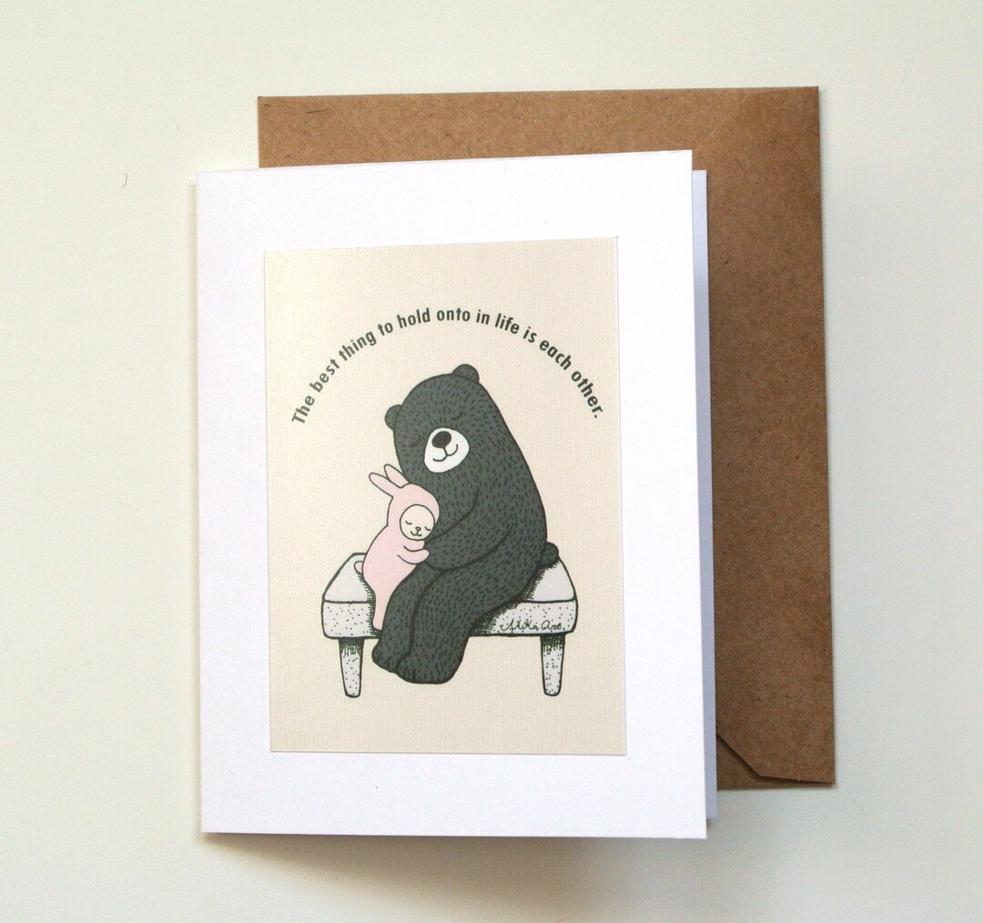 Bear and Bunny Love Card, 1st Anniversary Gift for Significant Other ...