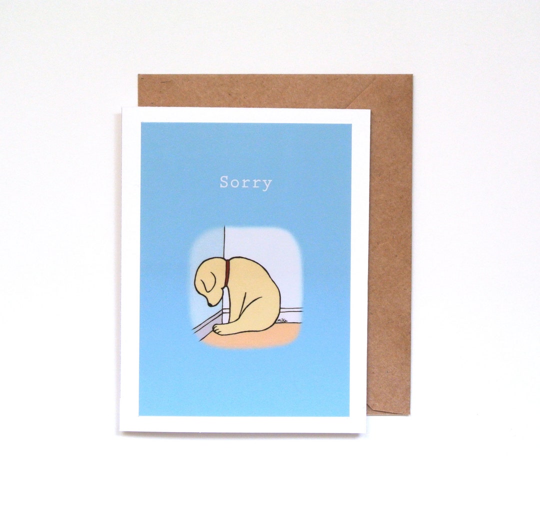 Sorry Card, Sincere Apology Gift, Sad Cute Puppy Feeling Guilty Facing ...