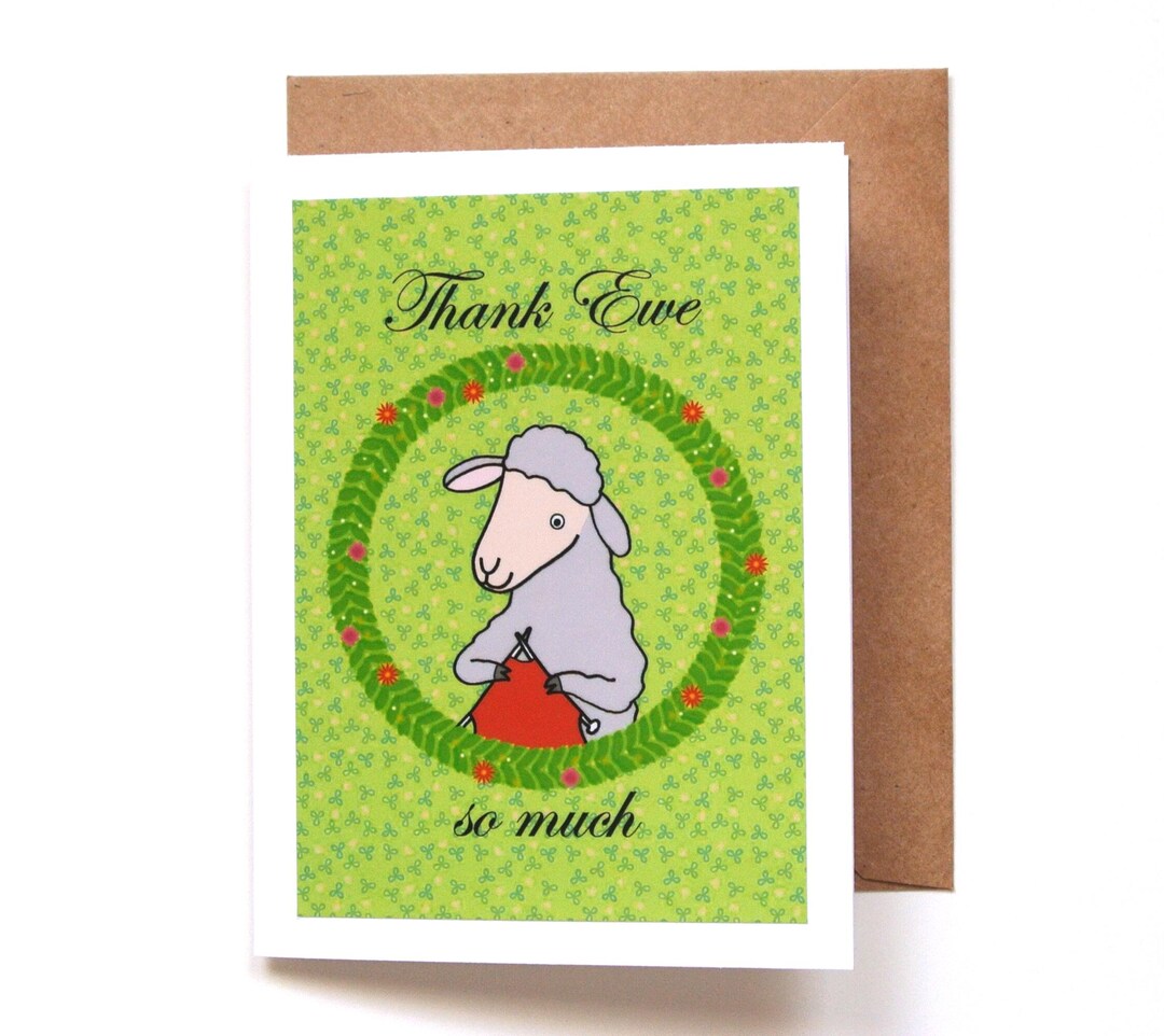 Sheep Thank You Card, Teacher Appreciation Gift, Funny Animal Pun Thank ...