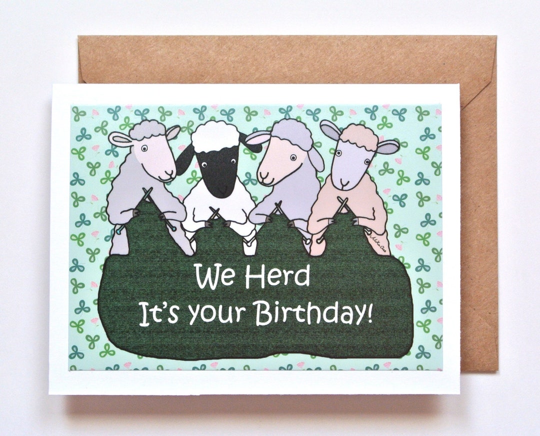 Sheep Birthday Card, Knitting Birthday Card, Funny Knitter Gift, Wool ...