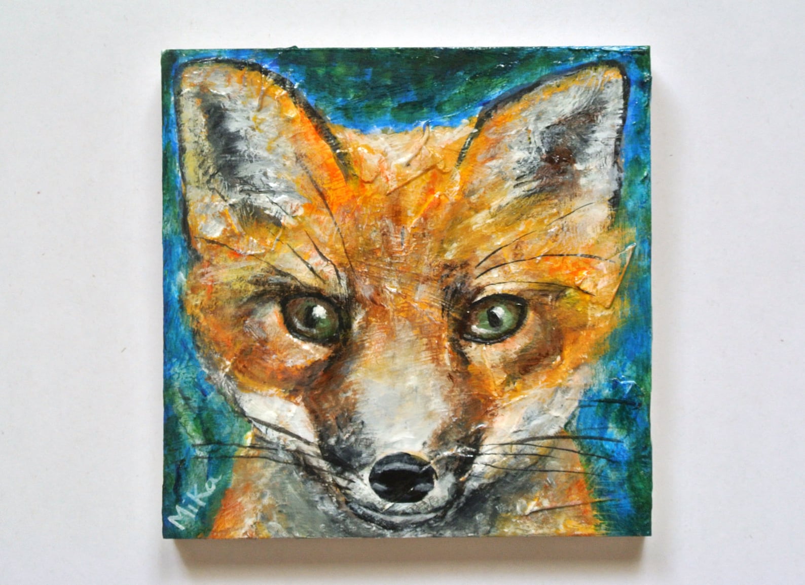 Original Folk Art Fox Painting on Wood Holiday Gift for Him - Etsy
