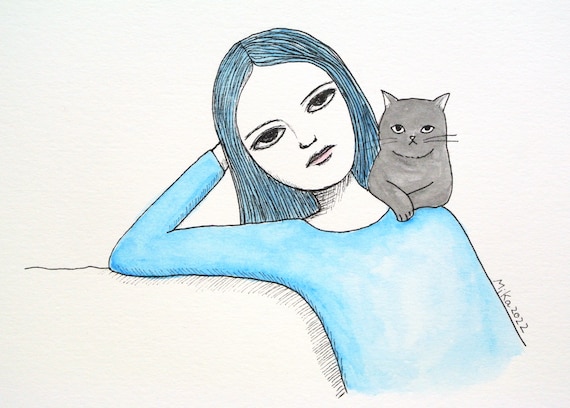 Cat Looking Over Shoulder Drawing