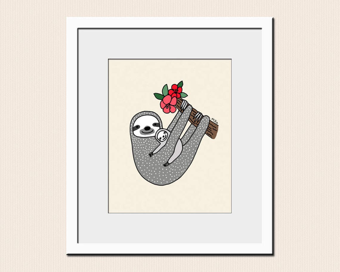 Sloth Nursery Decor Sloth Print Sloth Nursery Print Sloth Gift | Etsy