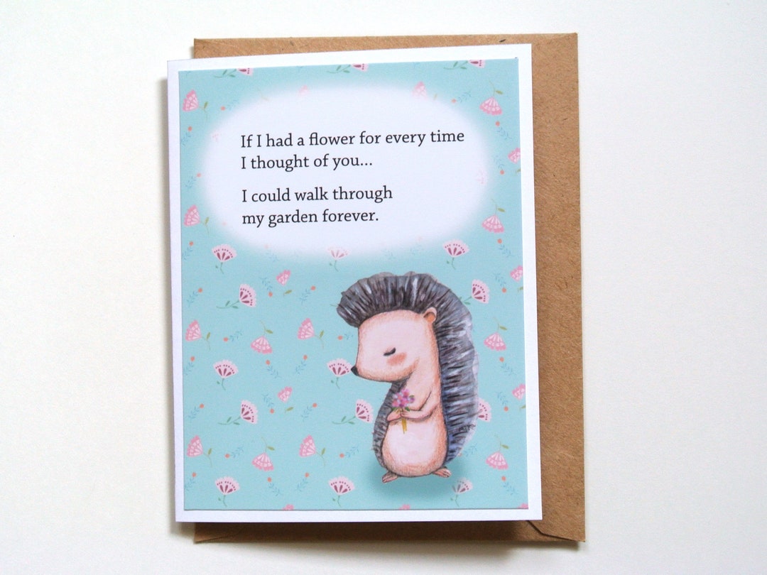 Hedgehog Valentines Day Card Romantic Tennyson Poem Quote - Etsy