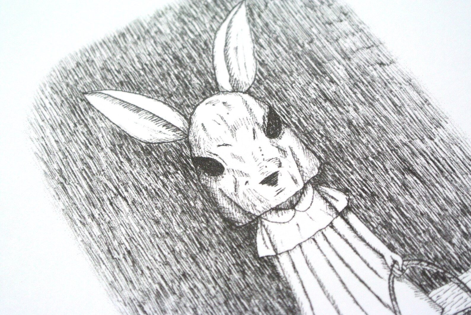 Horror Dark Art Scary Child Portrait Creepy Bunny Rabbit | Etsy