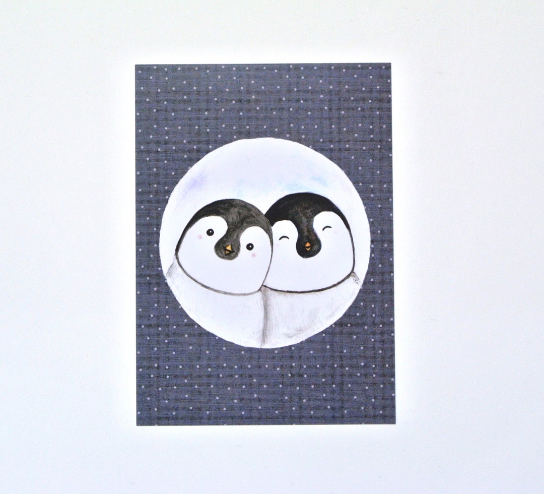 Cute Penguin Print, Unique Wedding Gift, Penguin Couple 1st Anniversary ...