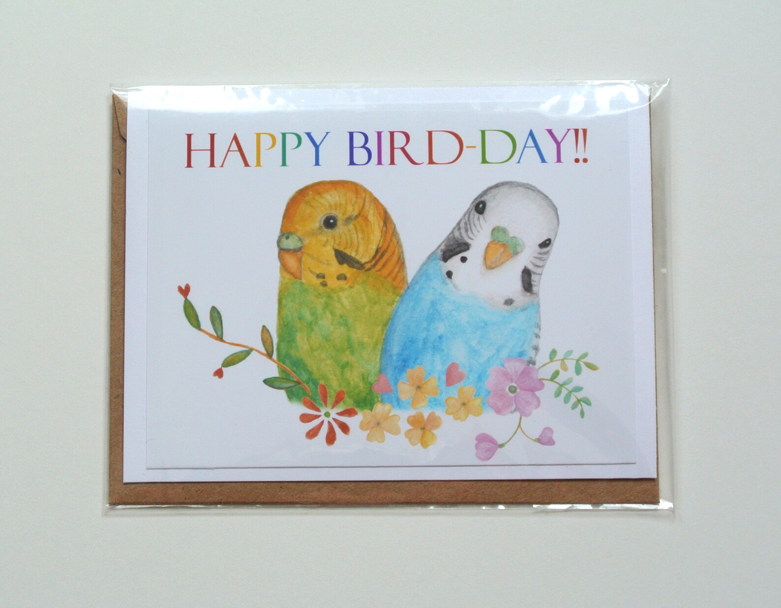 Budgie Birthday Card Happy Bird Day Card Rainbow birthday | Etsy