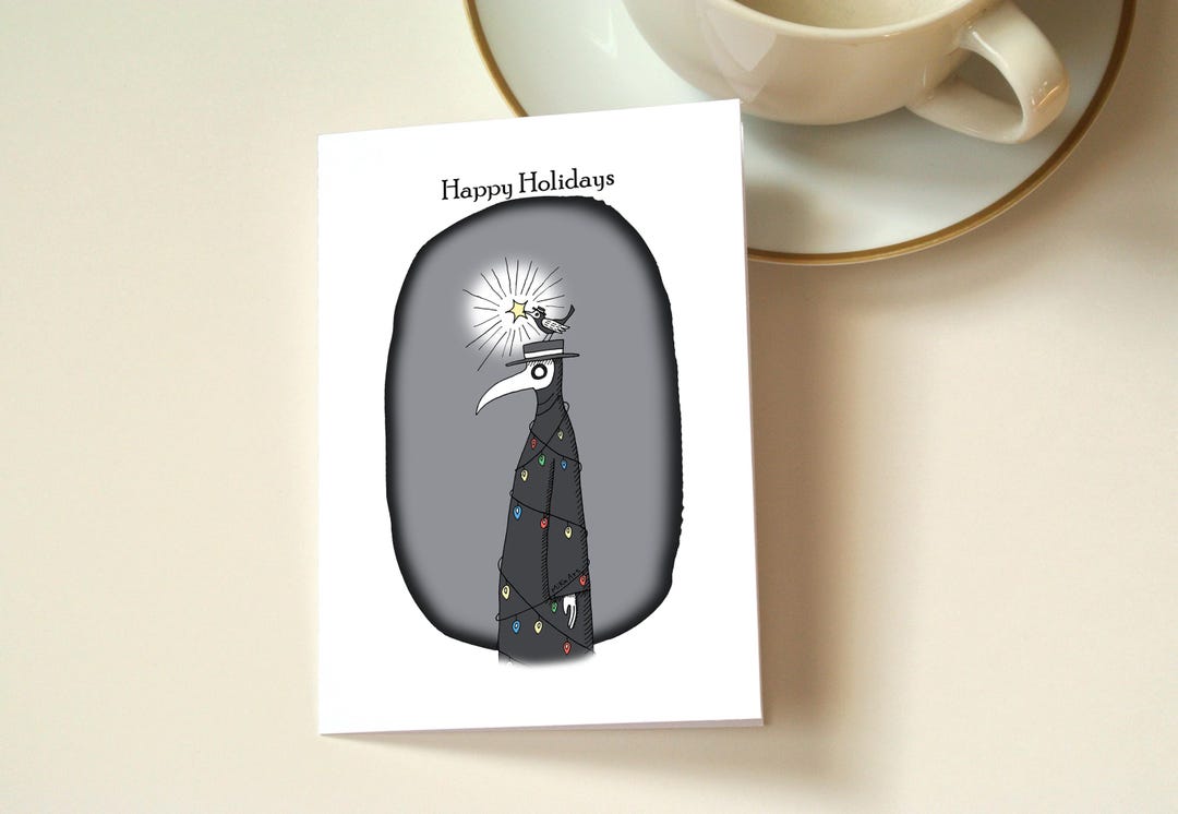 Funny Plague Doctor Christmas Card, Gothic Medieval Gift (digital ...