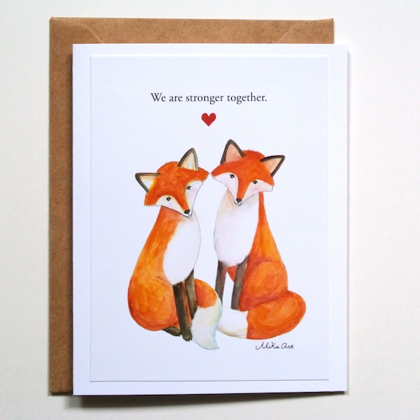 Fox Valentine Card - Etsy