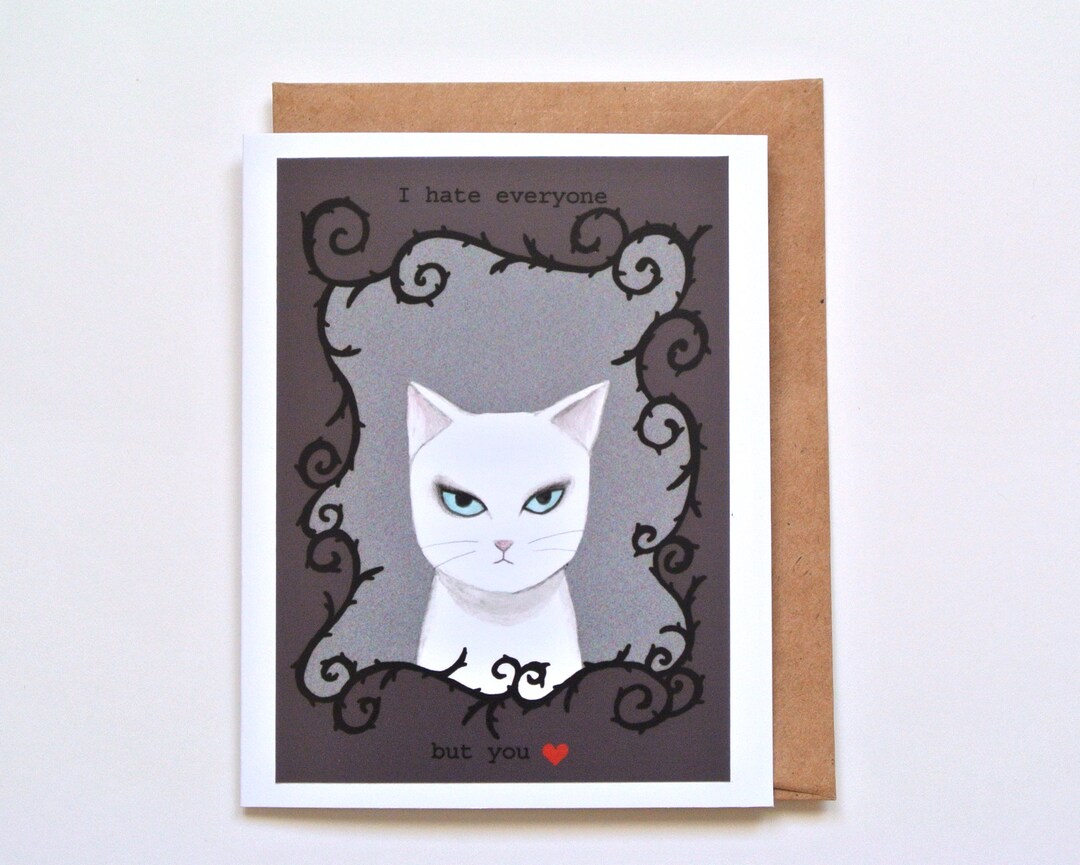 Gothic Cat Love Card Funny Cat Anniversary Card I Hate - Etsy