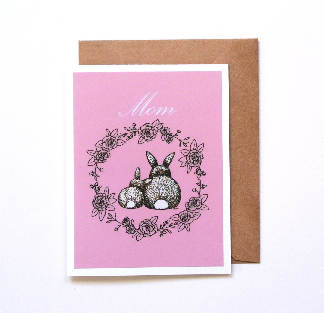 Bunny Rabbit Mothers Day Card, Easter Card for Mom, Cute Animal Mothers ...
