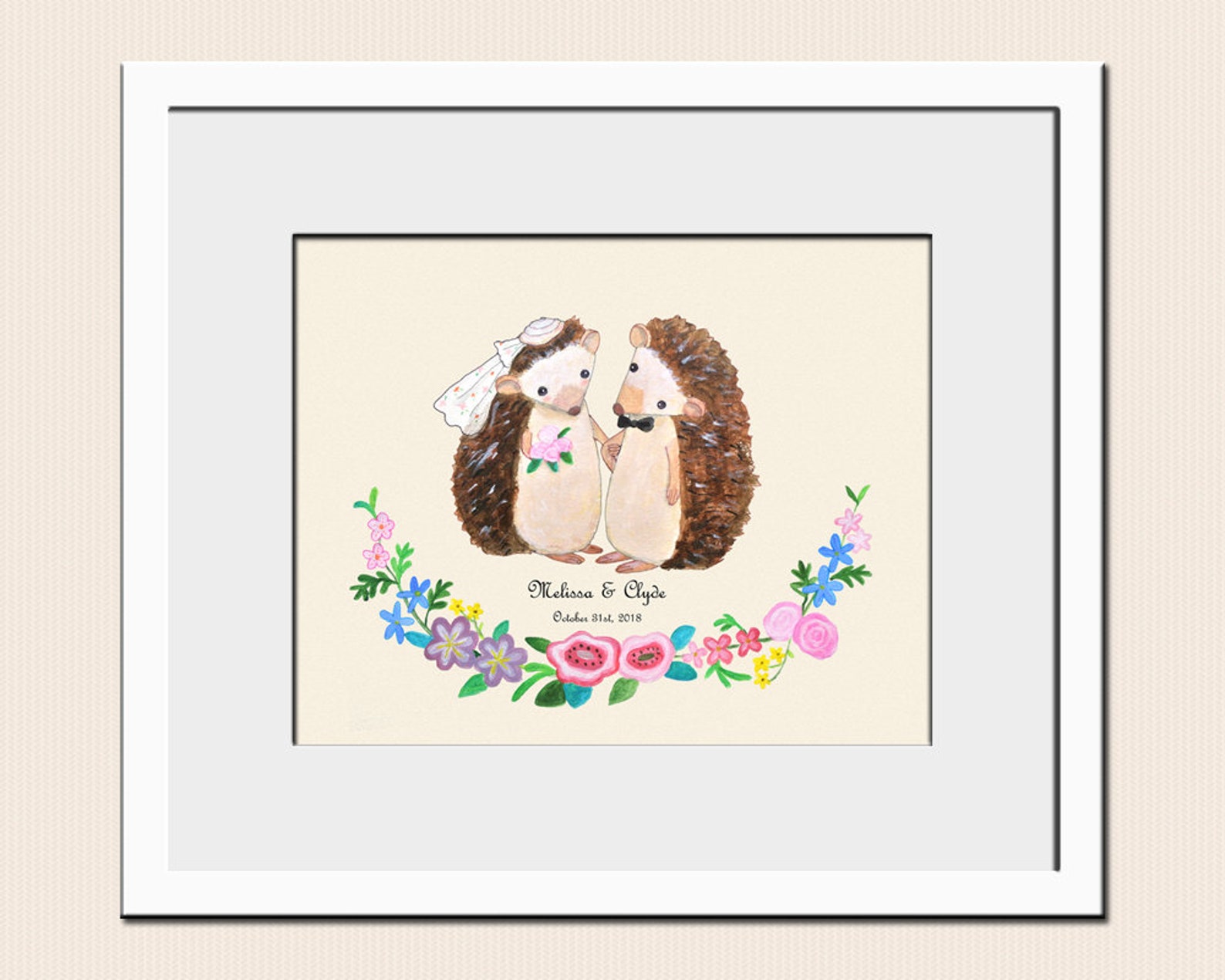 Custom Couple Portrait as Hedgehogs Unique Wedding Gift | Etsy