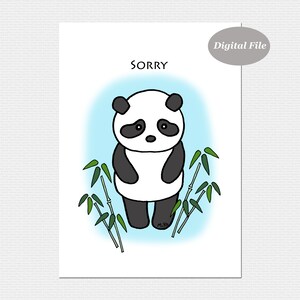 Sorry Card, Sad Panda Print, Printable Apology Card, Cute Panda Bear, I ...