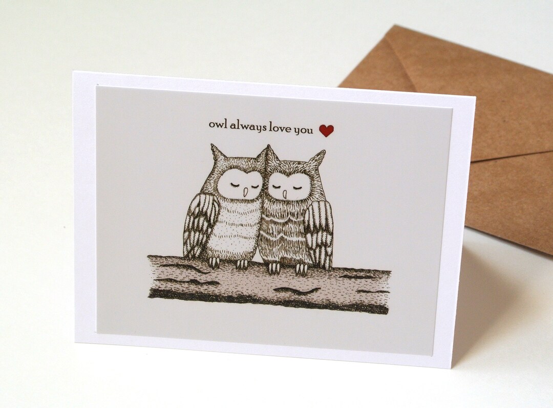 Owl Anniversary Card, Couple Portrait, Owl Always Love You, Cute Animal ...