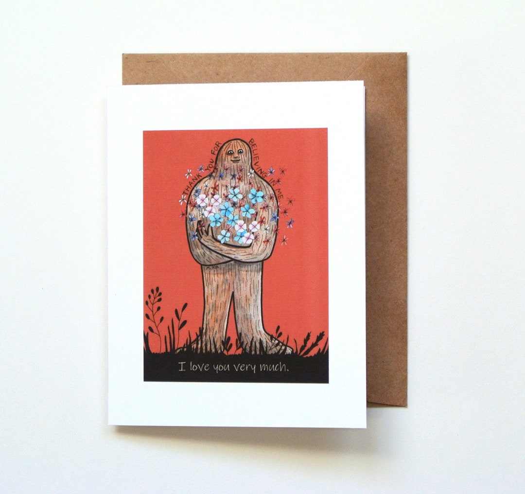 Bigfoot Love You Card, Unique Anniversary Card, Legendary Bigfoot Gift ...