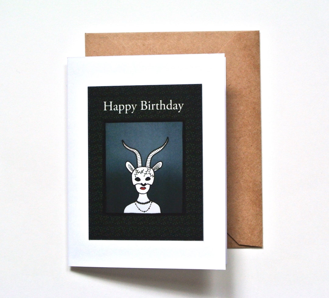 Gothic Capricorn Birthday Card, Zodiac Goat Portrait Print - Etsy