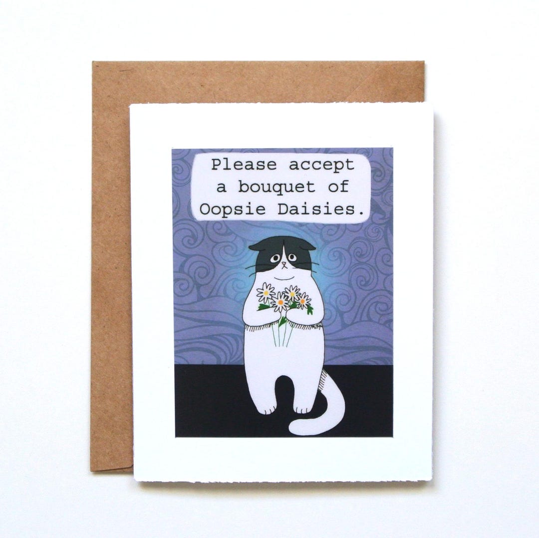 Cute Sorry Card, Funny Apology Gift, Oopsie Daisies, Cat Mess Sorry ...