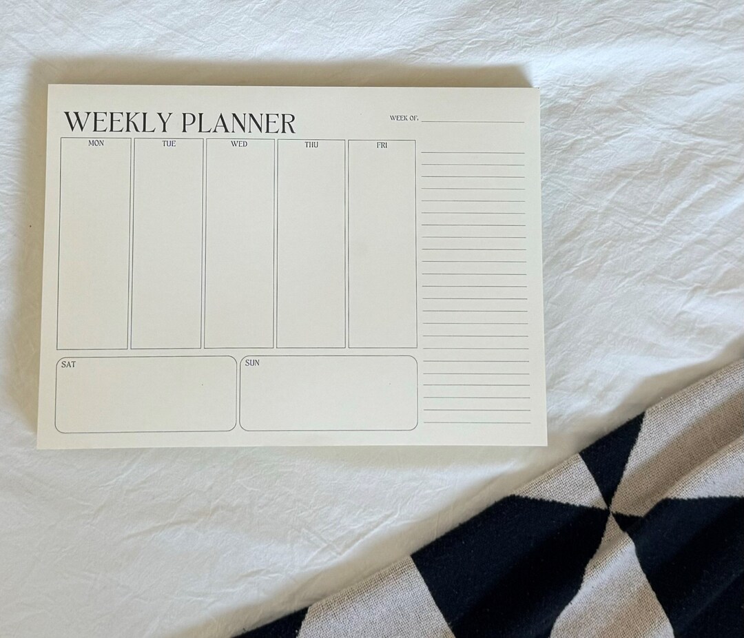 Undated Weekly Planner Pad – 75 Tear-away Sheets, 220 GSM Luxury Paper ...