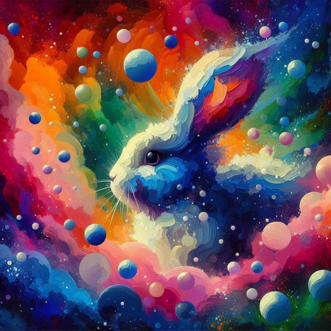 Abstract Bunny Art Print, Modern Rabbit Decor, Unique Bunny Canvas ...