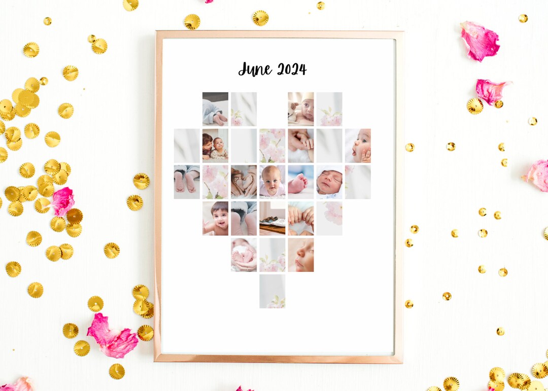 Baby's First Year Monthly Photo Collage - Custom Digital Artwork-fully ...