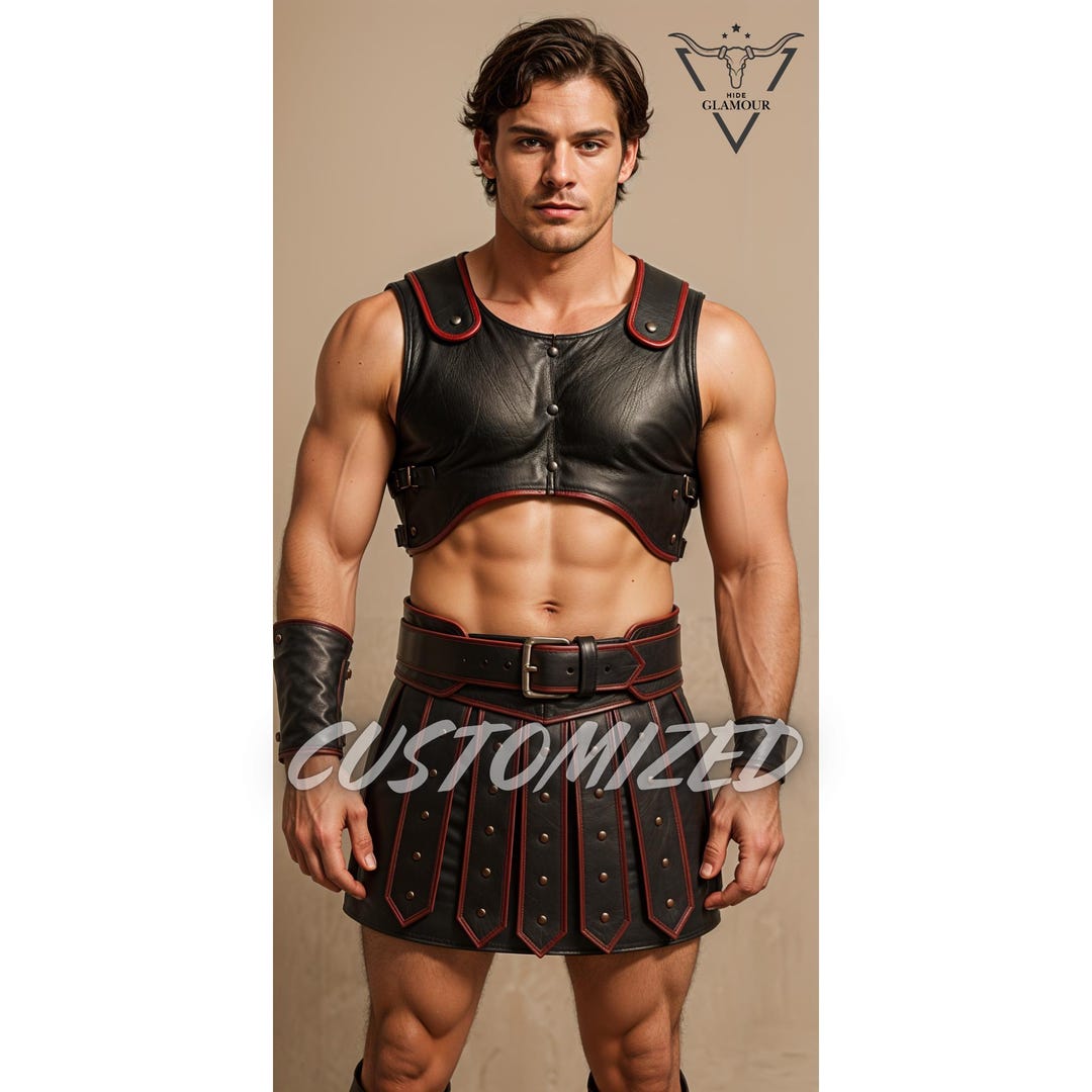Handmade Black Leather Gothic Armor Kilt Set: Custom Costume - Etsy