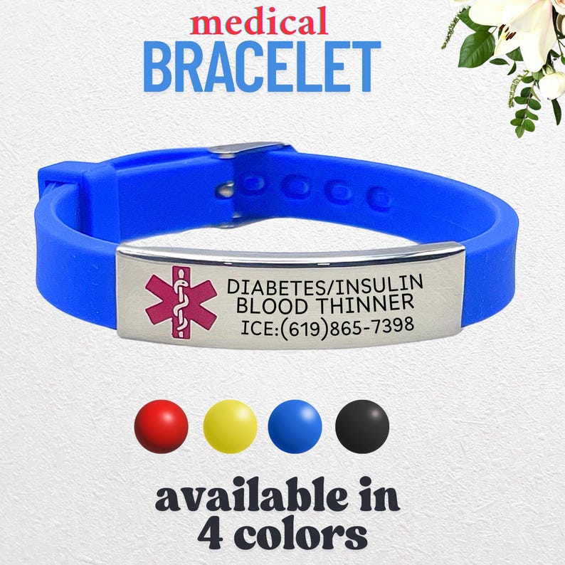 Medical ID Bracelet for Kids & Adults—personalized Silicone Medical ...