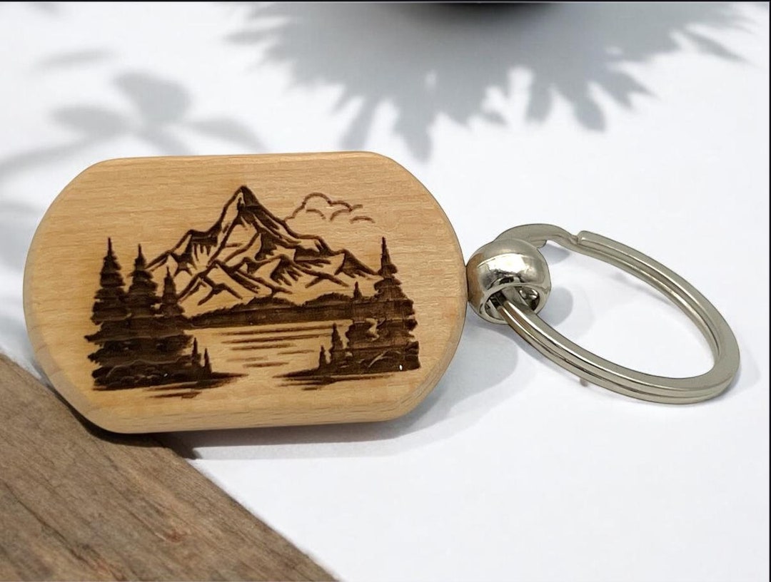 Landmark Wooden Keychain– Personalized Engraved Design & Custom Message ...