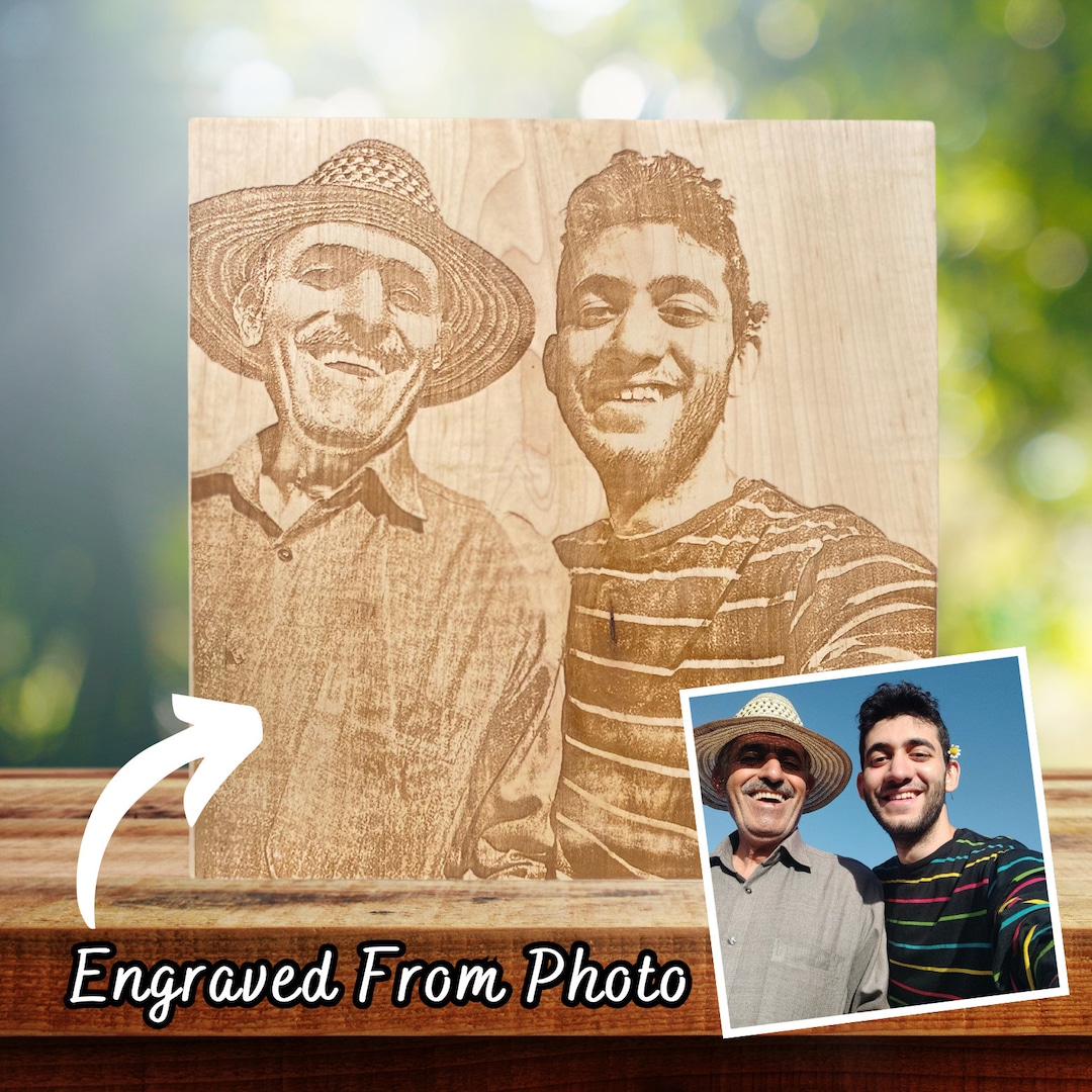Personalised Photo Engraved Wood Art Luxurious and Detailed Custom ...