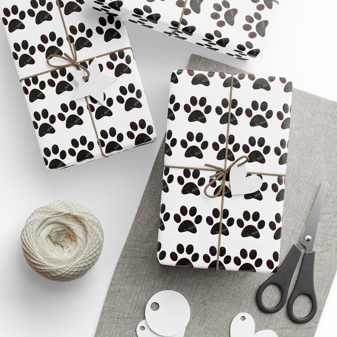 Mila Cute Paw Print Wrapping Paper for Pet Lovers Ideal for Gifts and ...