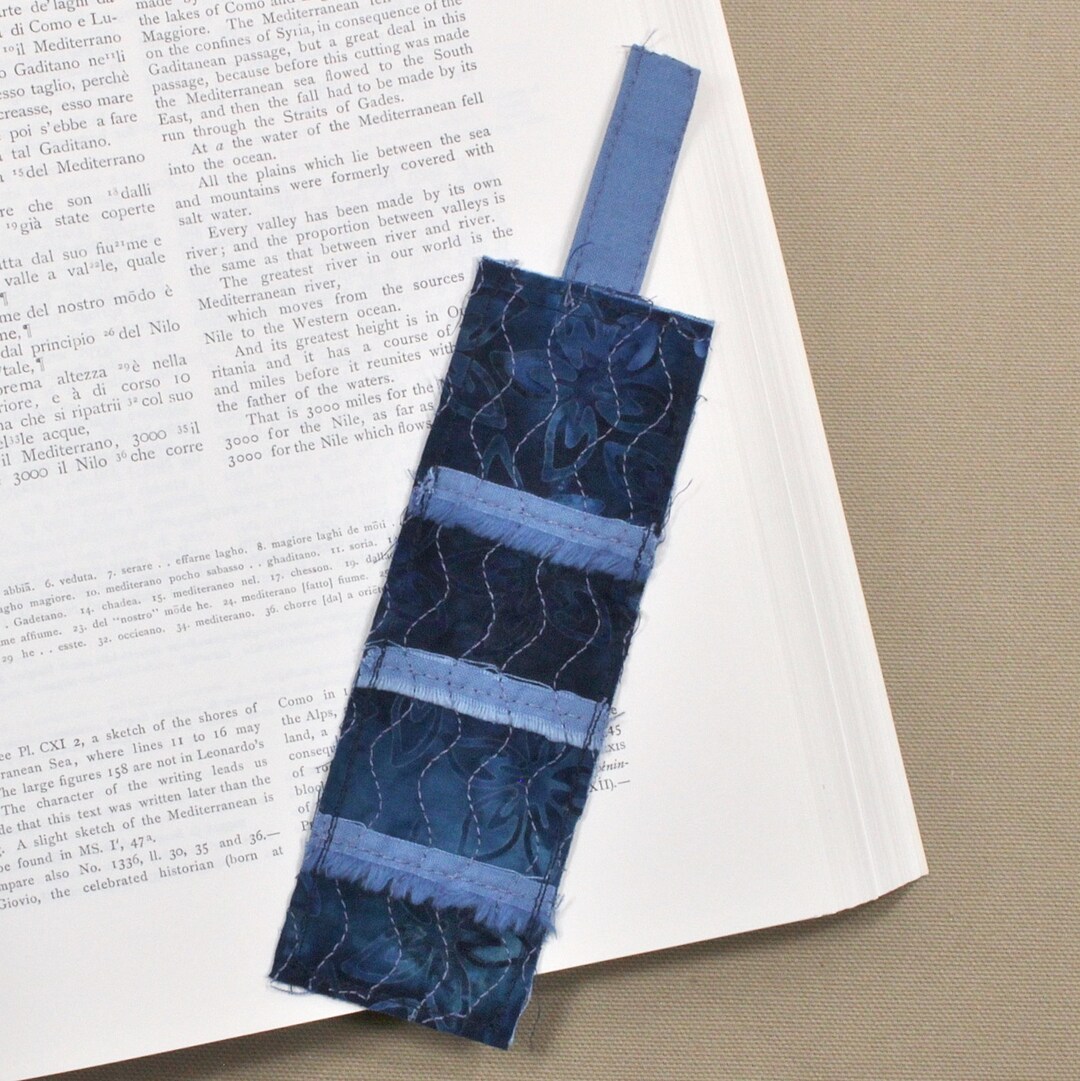 Blue Floral Batik Bookmark, Cotton Fabric, Scrap Style, 2x6 Inches - Etsy