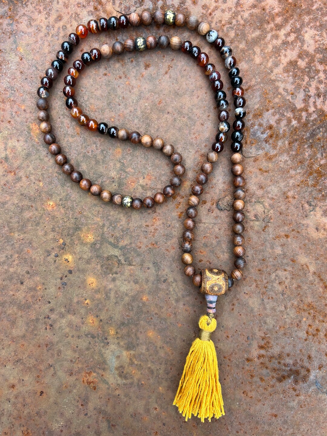 Carnelian, Sandalwood, 3 Eyed Dzi Bead, Root Chackra, Success, Mala ...